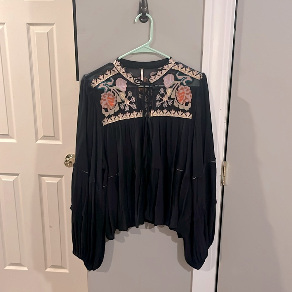 Free People Black Boho Western Frock Top - Gem